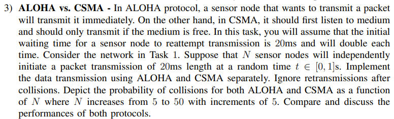 Solved ALOHA vs. ﻿CSMA - ﻿In ALOHA protocol, a sensor node | Chegg.com