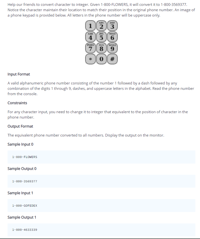 Solved Help our friends to convert character to integer. | Chegg.com