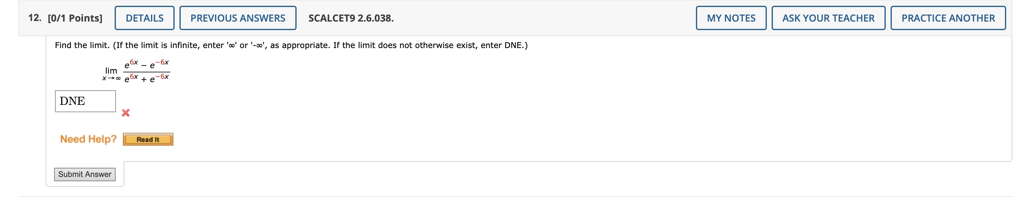 Solved [0/1 Points] SCALCET9 2.6.038. Find the limit. (If | Chegg.com