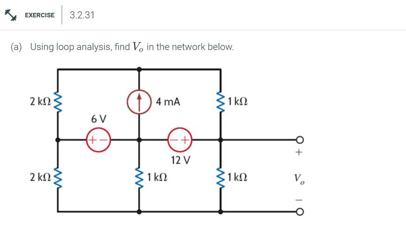 Solved A Using Loop Analysis Find Vo In The Network 