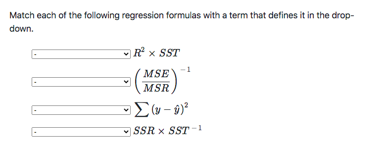 Solved Match each of the following regression formulas with | Chegg.com