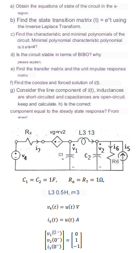 Solved a) Obtain the equations of state of the circuit in | Chegg.com