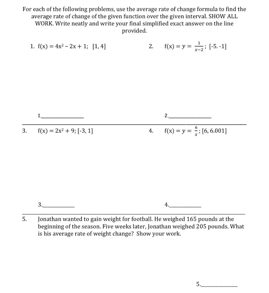 Solved For each of the following problems, use the average | Chegg.com