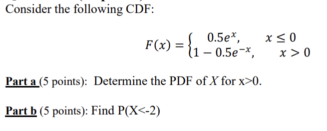 Solved Consider the following CDF: | Chegg.com