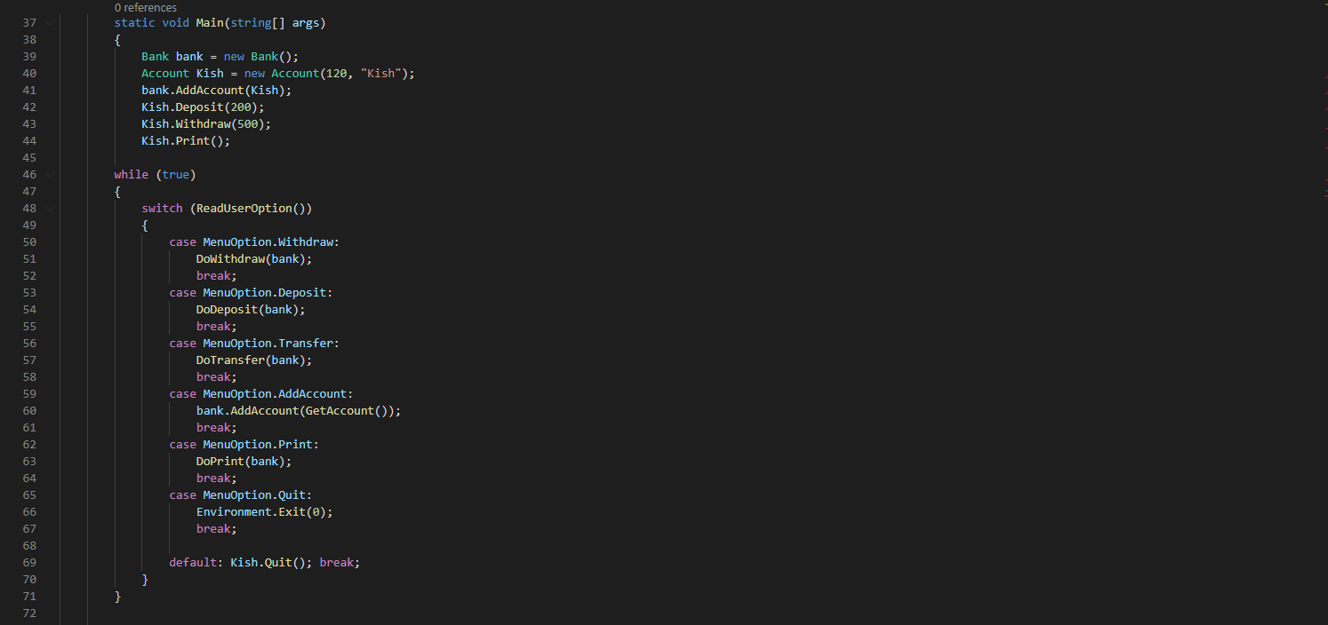 Solved C# - Bank System I am having issues understanding | Chegg.com