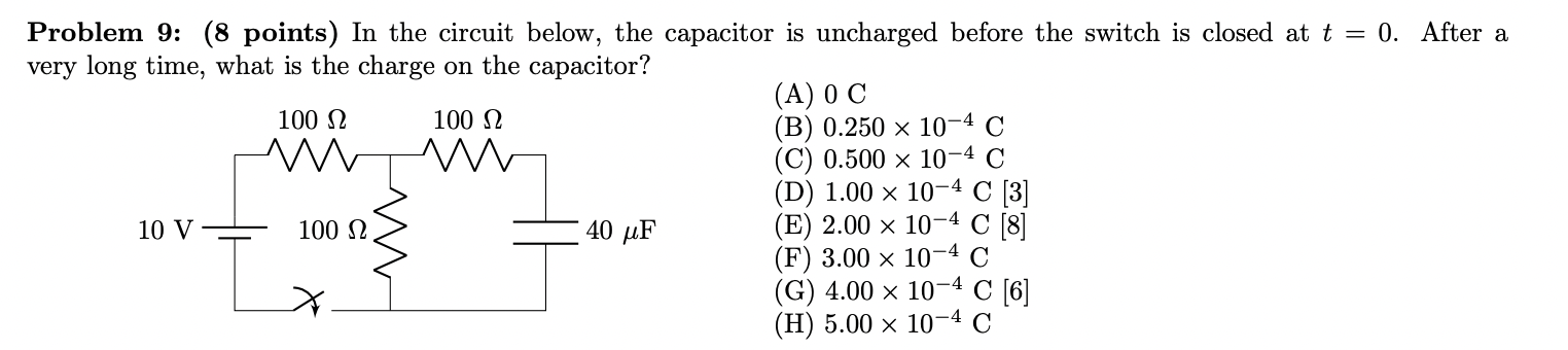 Solved Problem 9: (8 points) In the circuit below, the | Chegg.com