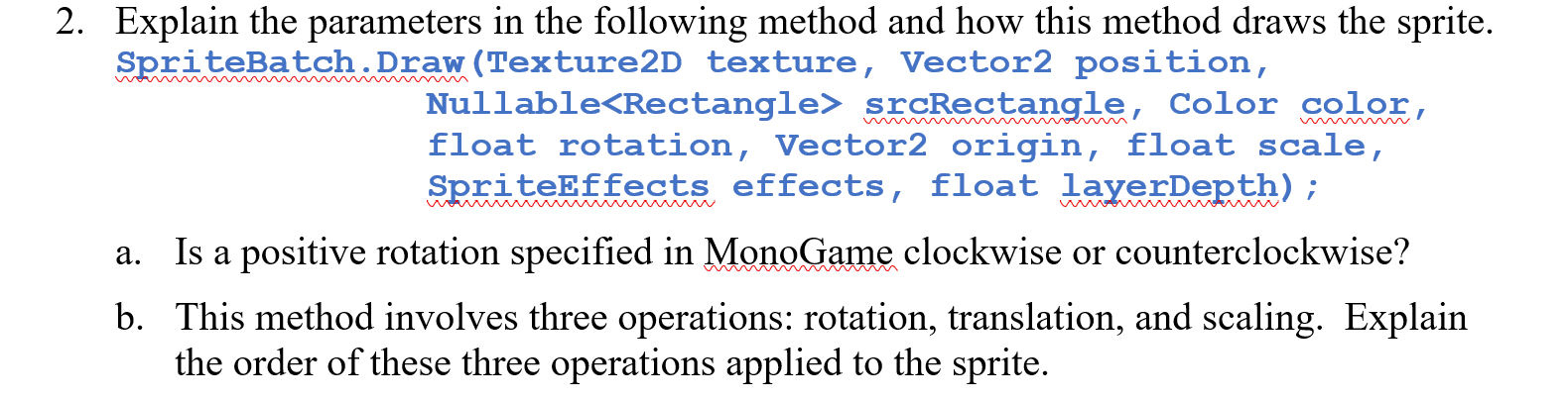Solved 2. Explain the parameters in the following method and | Chegg.com