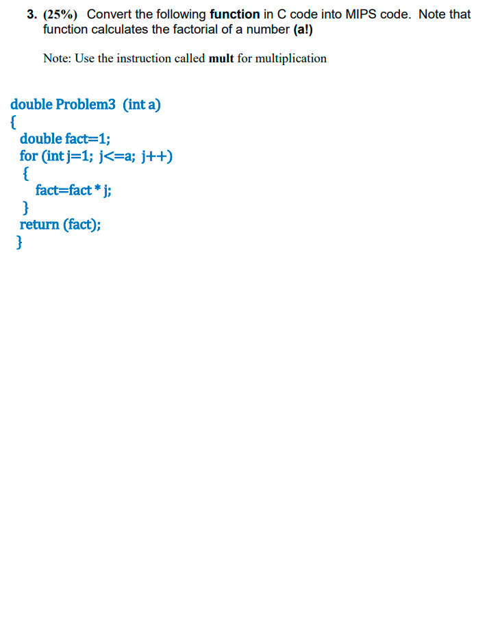 Solved 3. (25%) Convert the following function in C code | Chegg.com