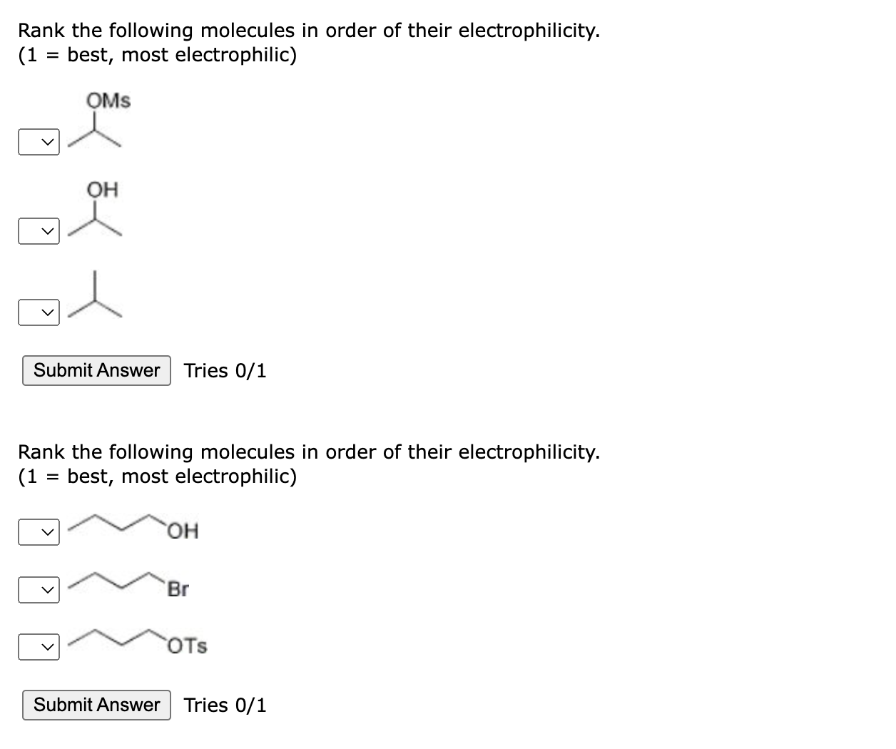 Solved Rank the following molecules in order of their | Chegg.com