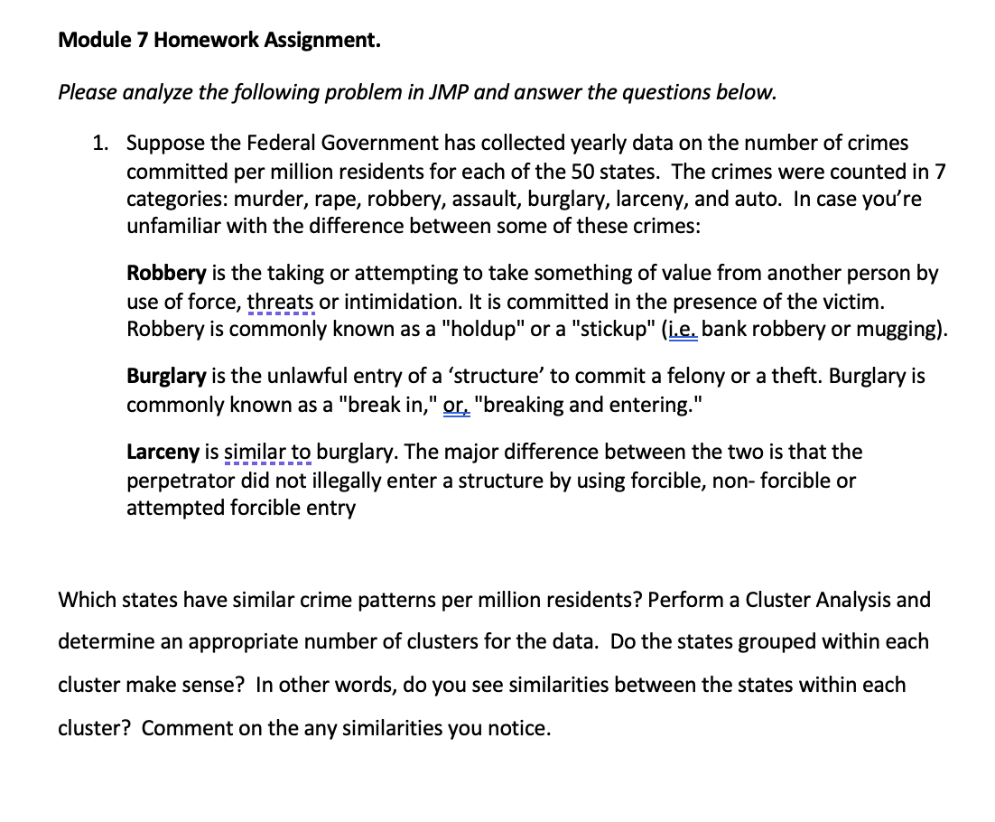 Module 7 Homework Assignment. Please analyze the | Chegg.com