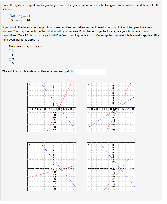 Solved Solve the system of equations by graphing. Choose the | Chegg.com