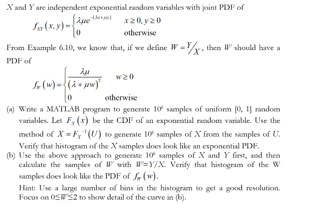 X and Y are independent exponential random variables | Chegg.com
