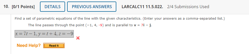 Solved Find a set of parametric equations of the line with | Chegg.com