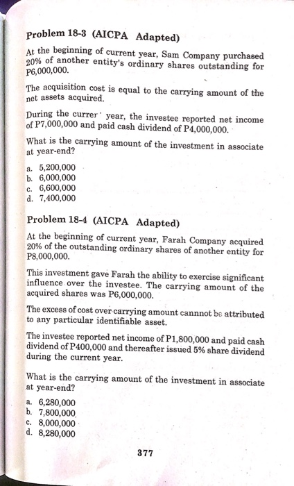 Solved problem 18-3 (AICPA Adapted) At the beginning of | Chegg.com
