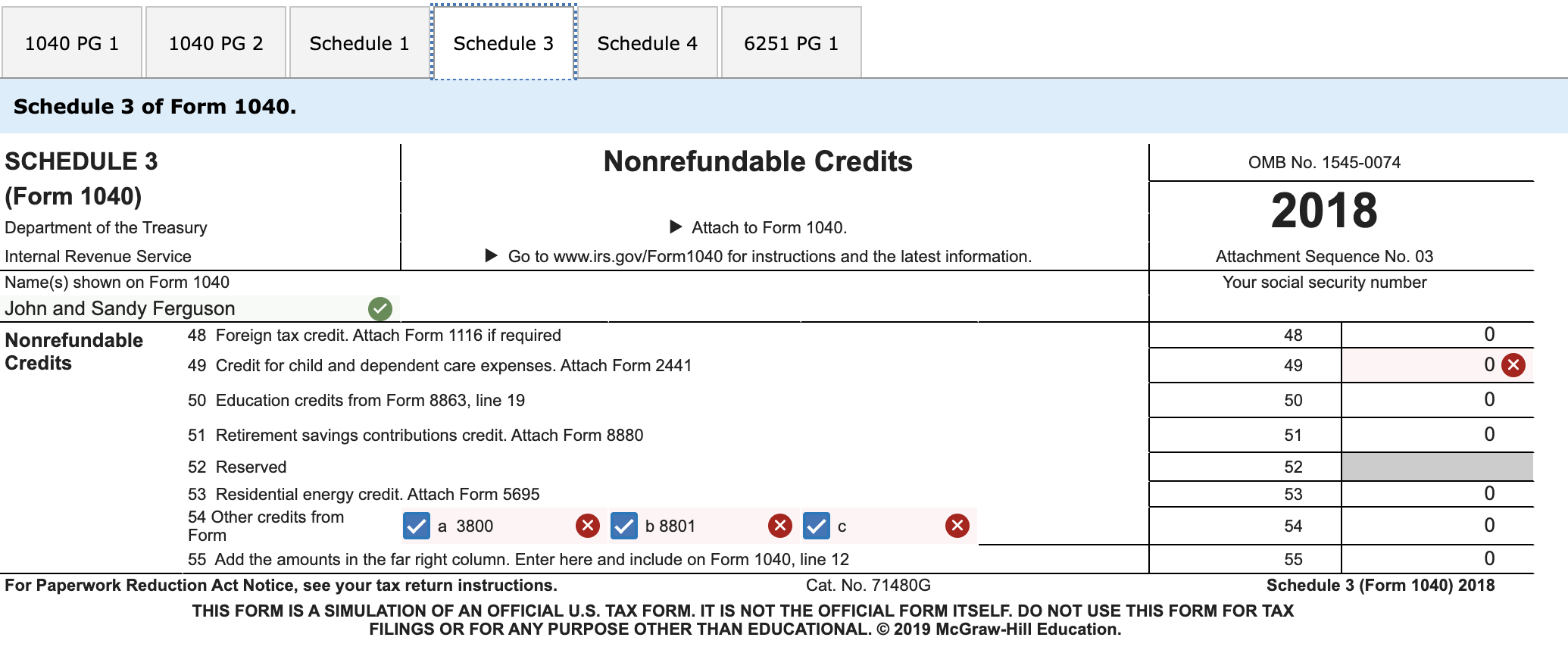i have a question on what to input in schedule 1,3,4 | Chegg.com