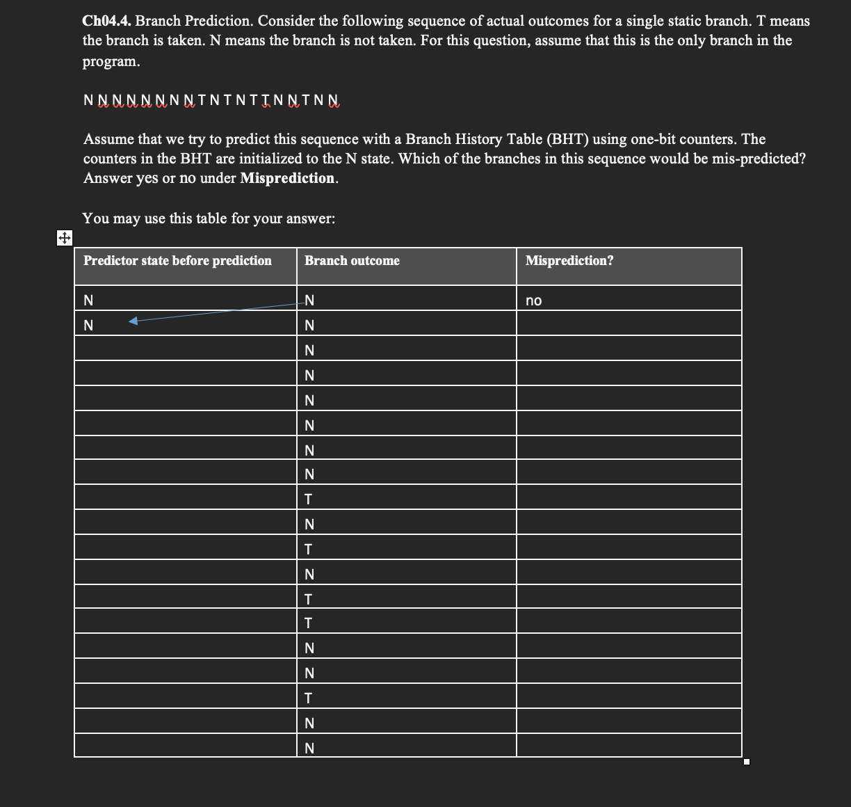 Solved Ch04.4. ﻿Branch Prediction. Consider the following | Chegg.com