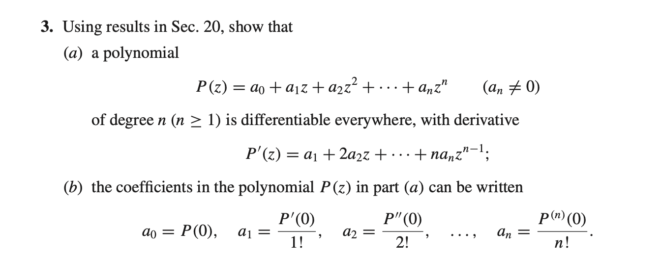 Solved 3. Using results in Sec. 20, show that (a) a | Chegg.com