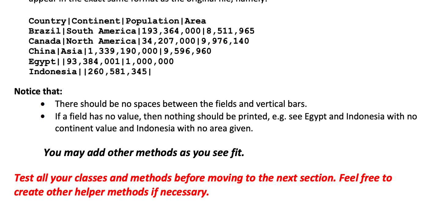 CS1026: Assignment 4: Country Classes Due: Thursday, | Chegg.com