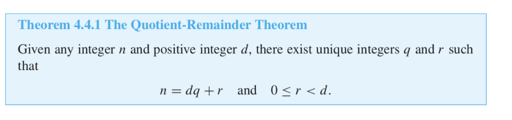 Solved Theorem 4.4.1 The Quotient-Remainder Theorem Given | Chegg.com