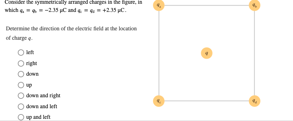 Solved Consider the symmetrically arranged charges in the | Chegg.com