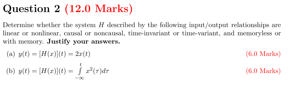 Solved Determine Whether The System H Described By The 