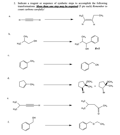 Solved 2. Indicate a reagent or sequence of synthetic steps | Chegg.com