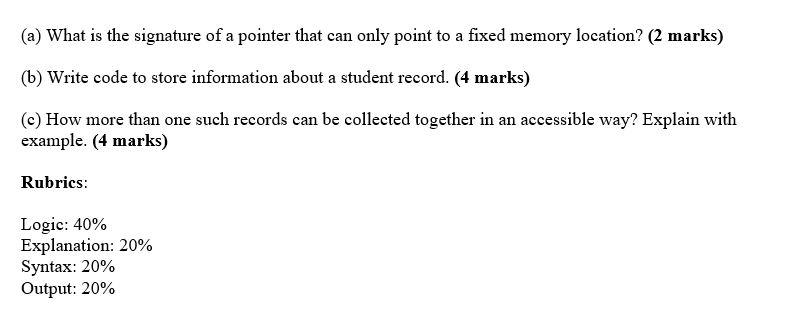 Solved (a) What is the signature of a pointer that can only | Chegg.com