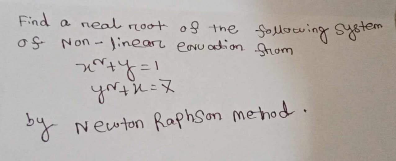 Solved Find a real root of the following system of | Chegg.com