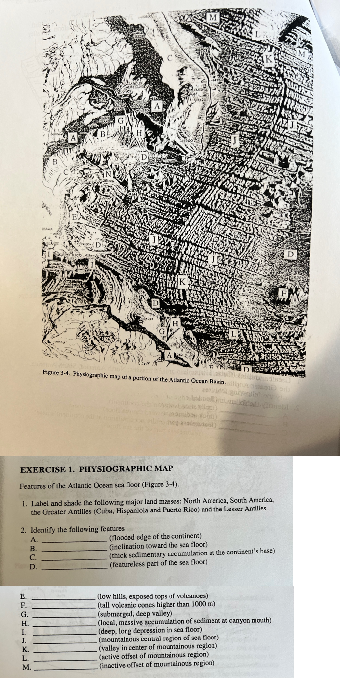 Solved EXERCISE 1. PHYSIOGRAPHIC MAP Features of the | Chegg.com