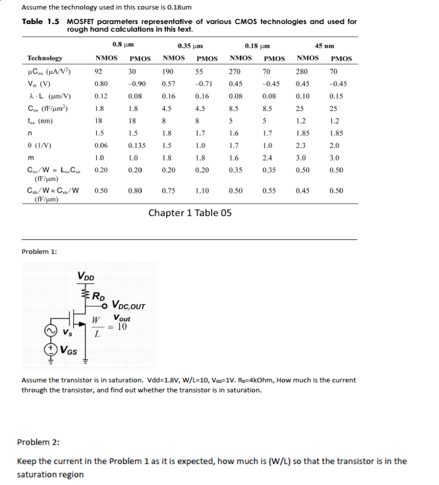 Solved Assume the technology used in this course is 0.18um | Chegg.com