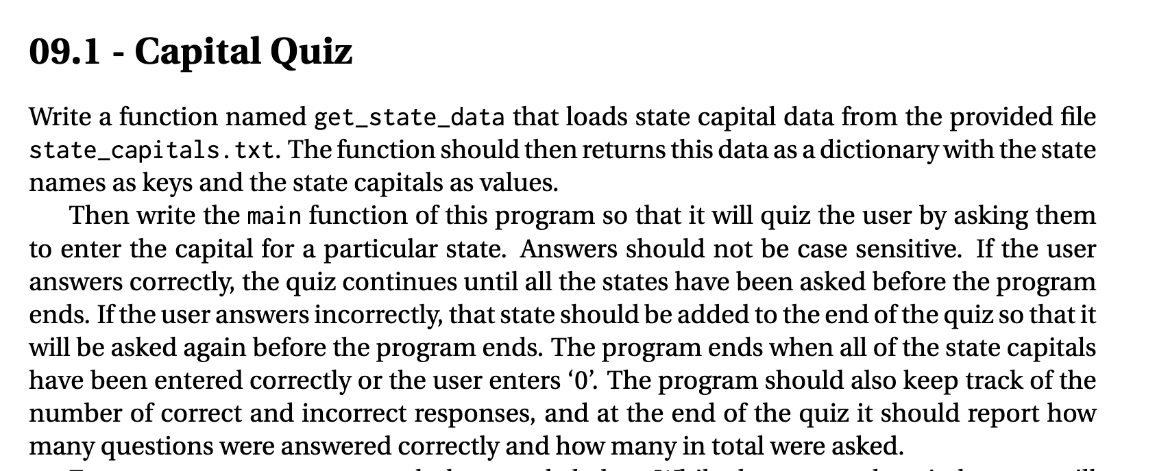 Solved Python Help Capital Quiz Promt Text File 8344
