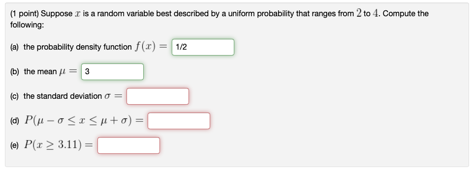 Solved (1 point) Suppose I is a random variable best | Chegg.com