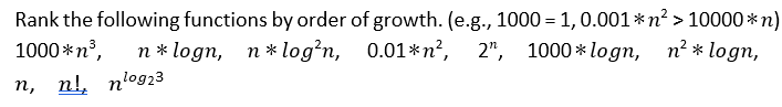 Solved Rank the following functions by order of growth. | Chegg.com