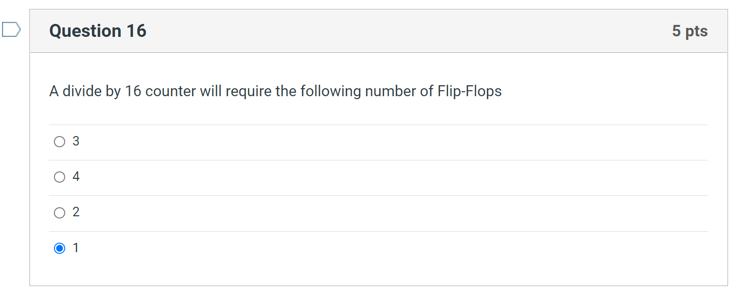 Solved A divide by 16 counter will require the following | Chegg.com