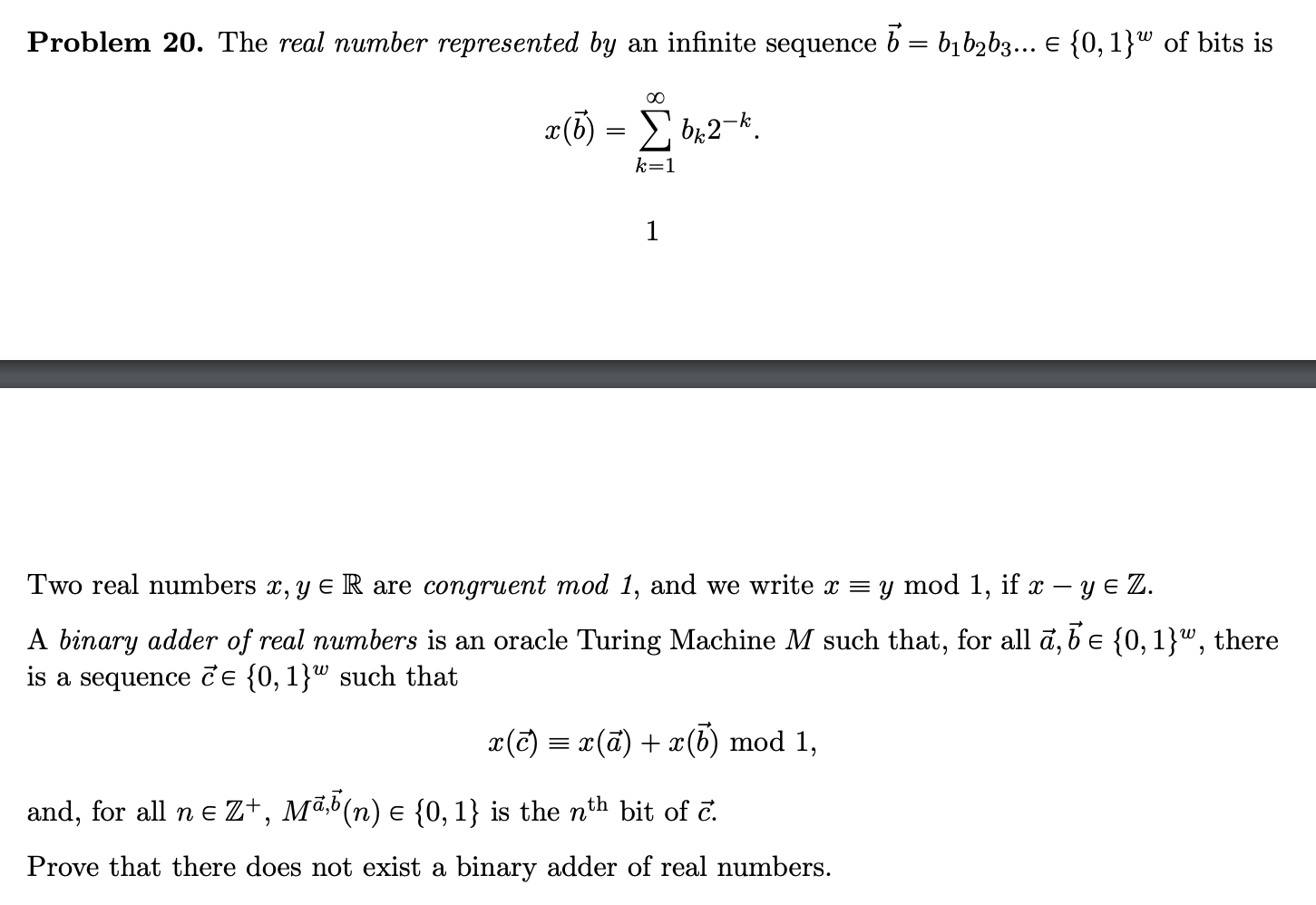 Solved Problem 20. The real number represented by an | Chegg.com