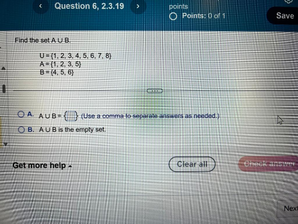Solved Find the set A∪B. | Chegg.com