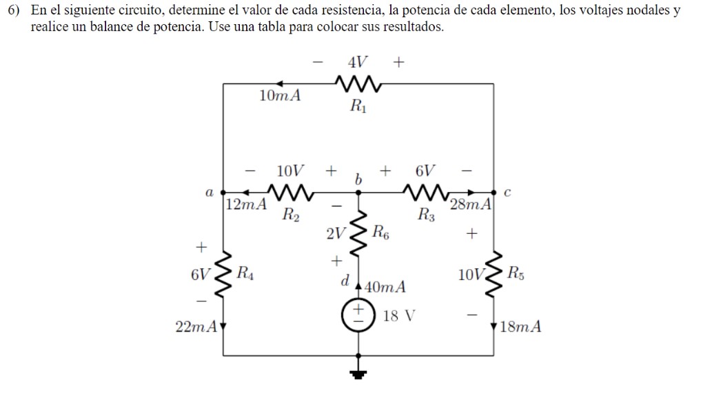 En el siguiente circuito, determine el valor de cada | Chegg.com