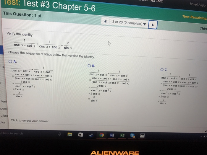 Solved Verify the identity. 1/csc x - ct x + 1/cxc x + cot | Chegg.com