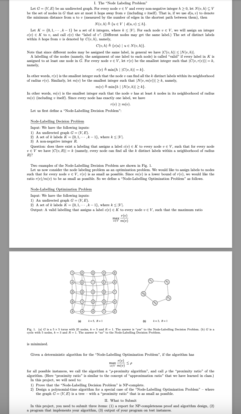 Solved I The Node Labeling Problem Let G V E Be An