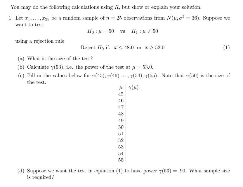 Solved VS You may do the following calculations using R, but | Chegg.com