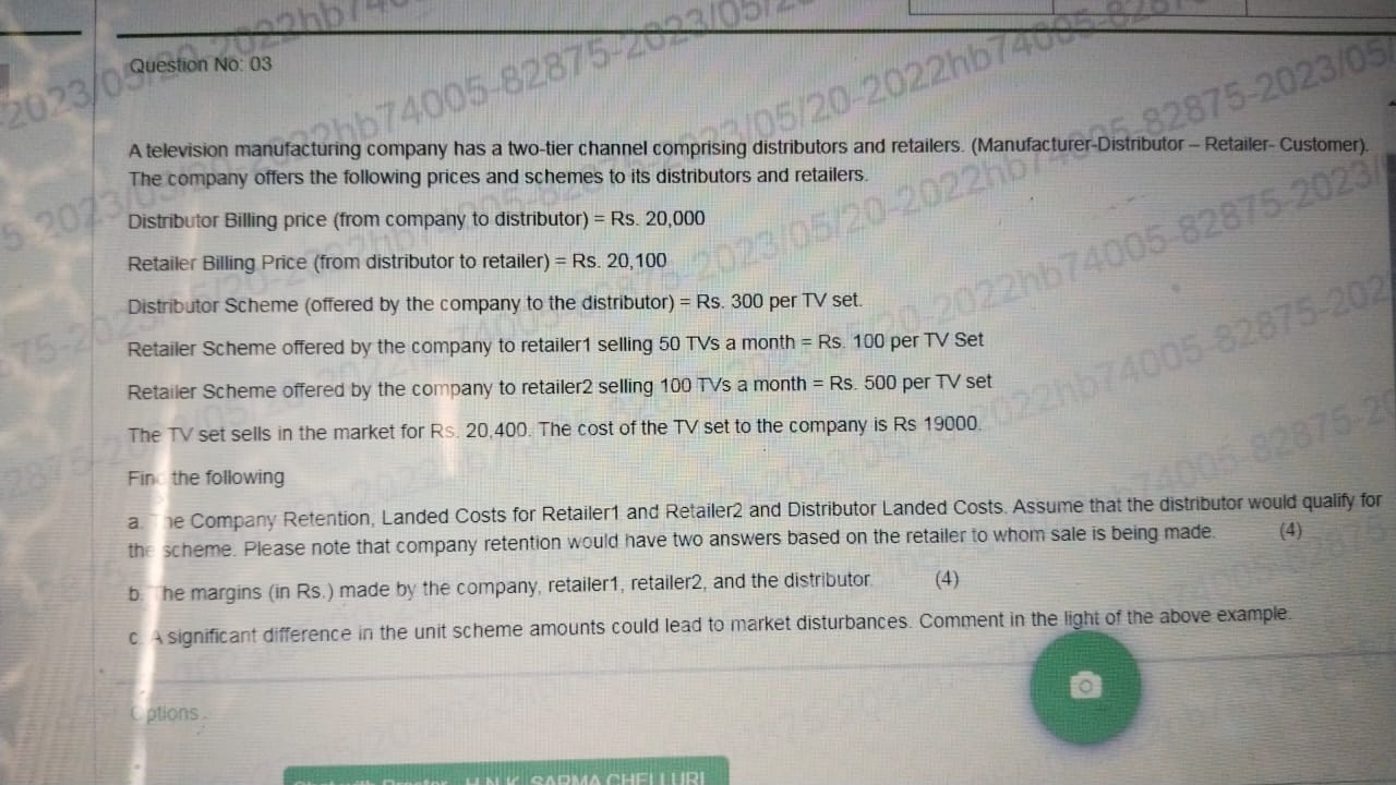 Solved A television manufacturing company has a two-tier | Chegg.com