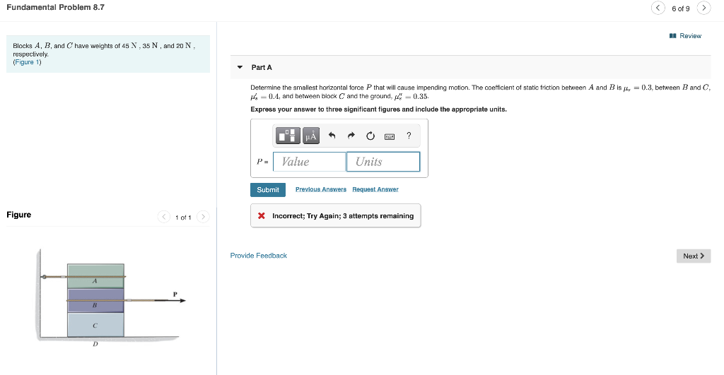 Solved Fundamental Problem 8.7 Review Blocks A, | Chegg.com