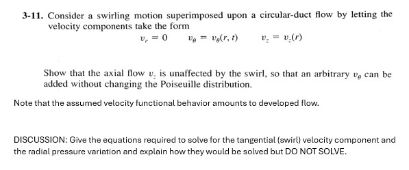 Solved 3-11. ﻿Consider a swirling motion superimposed upon a | Chegg.com