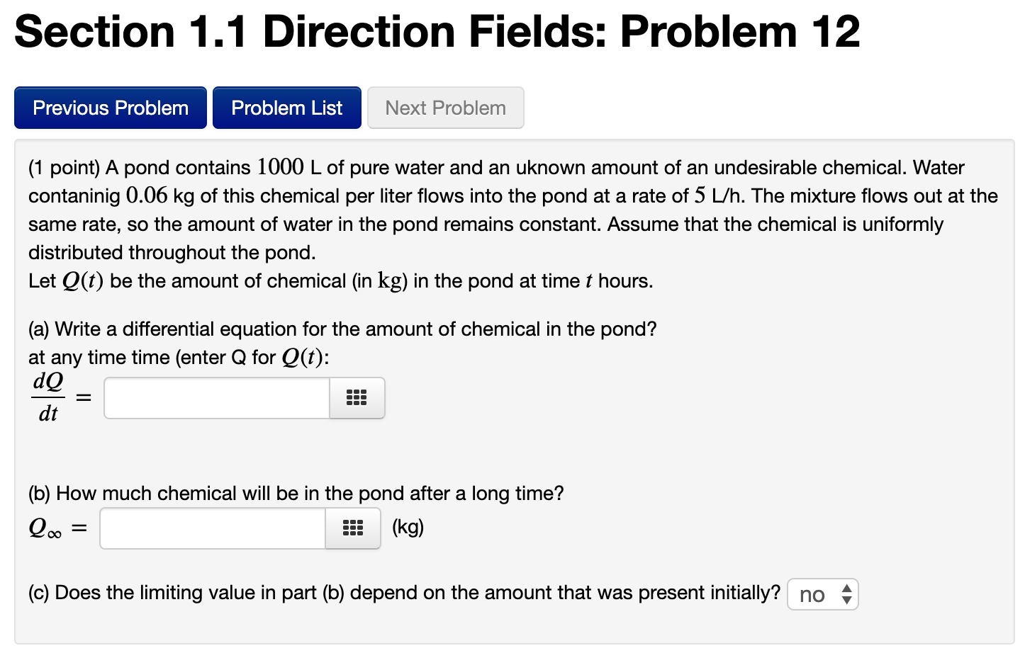 Solved Section 1 1 Direction Fields Problem 12 Previous