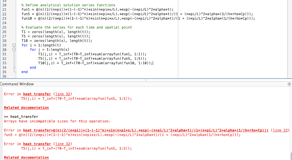 Solved Error in heat transfer (line 32) | Chegg.com