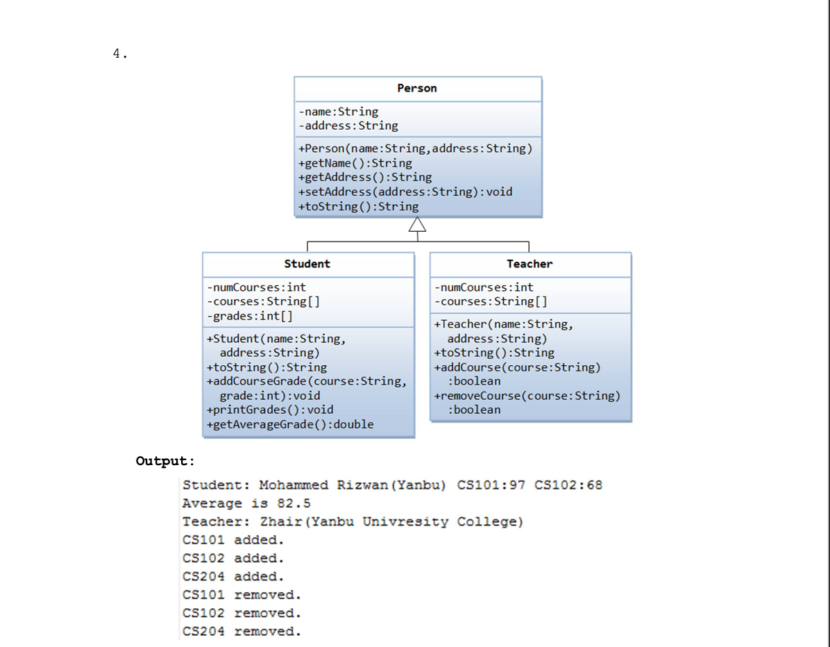Solved 4. Person -name: String -address: String | Chegg.com