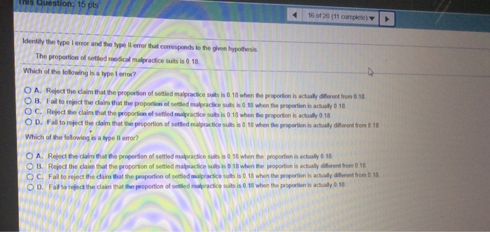 Solved Identify the type I error and the type II error that | Chegg.com
