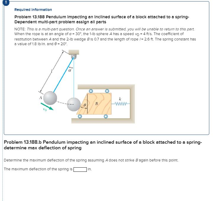 Solved Required informetion Problem 13.188 Pendulum | Chegg.com