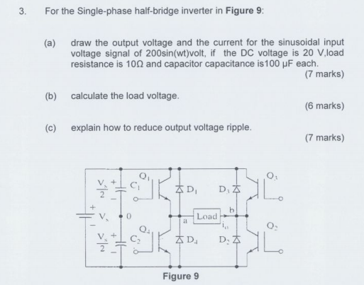 3. For the Single-phase half-bridge inverter in | Chegg.com