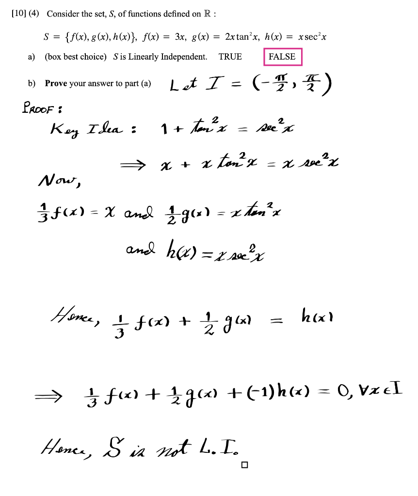 Solved Consider the set, S, of functions defined on R : | Chegg.com